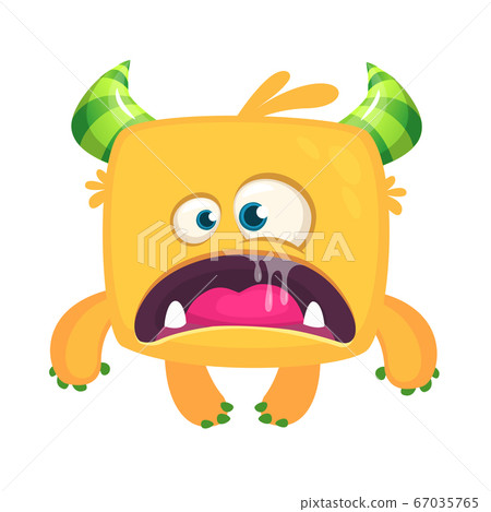 Scary cartoon yellow monster with big mouth. - Stock Illustration ...