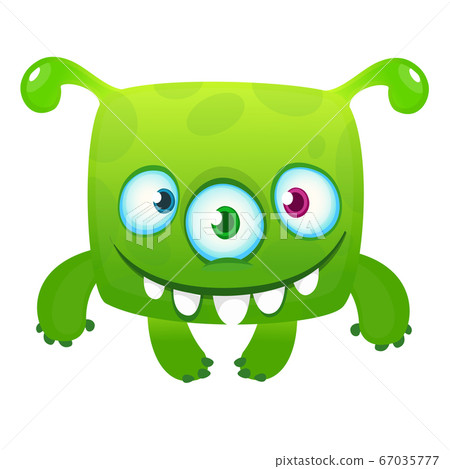 Funny cartoon alien with three eyes. Vector - Stock Illustration ...
