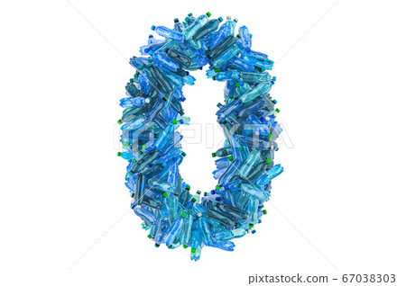 Number 0 from plastic water bottles, 3D rendering - Stock Illustration ...