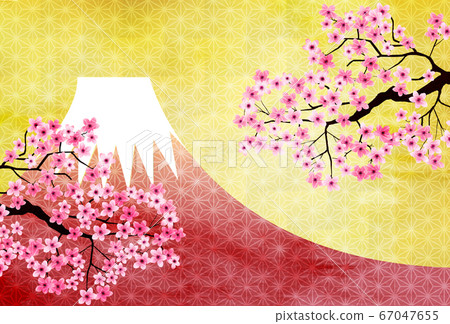 Sakura spring Mt Fuji background - Stock Illustration [67047655] - PIXTA