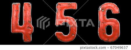 Set of numbers 4, 5, 6 made of red painted... - Stock Illustration ...