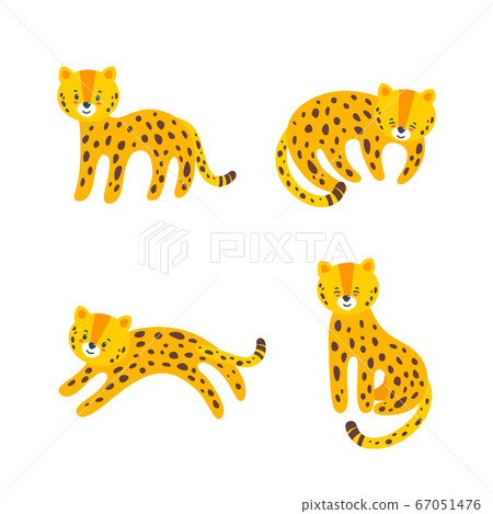 Set of leopards. Animal character for various... - Stock Illustration ...