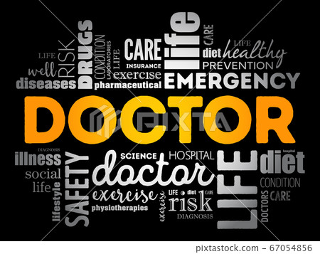 Doctor word cloud collage, healthcare concept - Stock Illustration ...