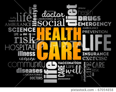 Health care word cloud collage, health concept - Stock Illustration ...