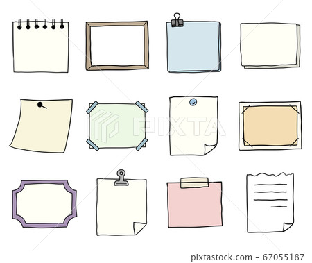 Handwritten notebook and memo frame... - Stock Illustration [67055187 ...