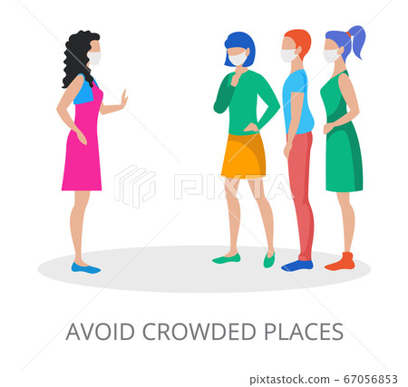 Avoid Crowded Places concept, modern flat design - Stock Illustration ...