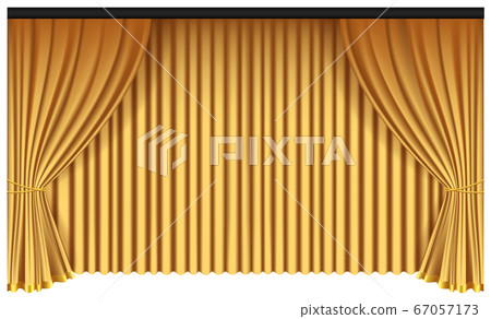 Yellow luxury curtains and draperies on white - Stock Illustration ...