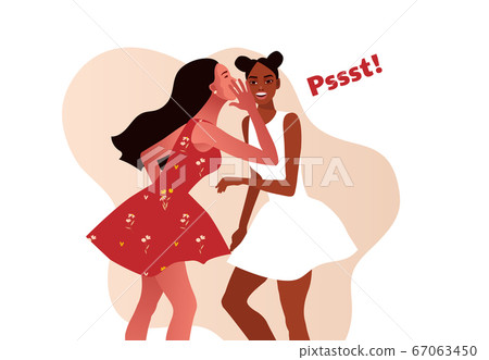 Gossip vector illustration. One excited girl... - Stock Illustration ...