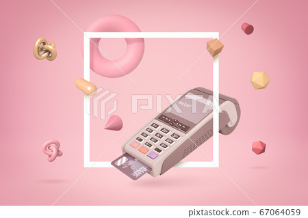 3d rendering of PIN pad with bank card inside... - Stock Illustration ...