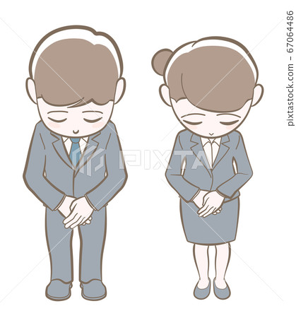 Bowing, apologizing, bowing pose, suit men and... - Stock Illustration ...