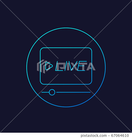 Live stream player icon, linear - Stock Illustration [67064610] - PIXTA