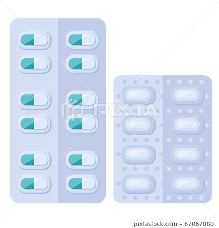 Antibiotics pill blister sticker set on white - Stock Illustration ...