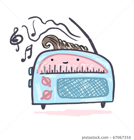 Cute kawaii vector blue and pink radio symbol - Stock Illustration ...