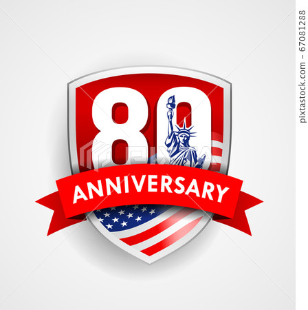 Anniversary eighty sign with American flag and... - Stock Illustration ...