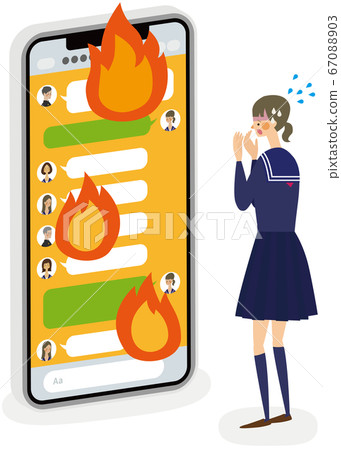 Illustration of a burning message app - Stock Illustration [67088903 ...