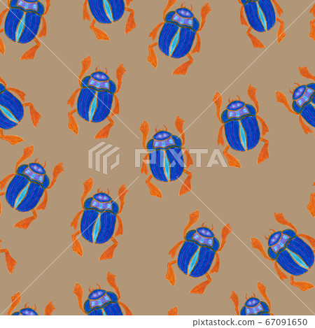 Blue scarab isolated on beige background.... - Stock Illustration ...