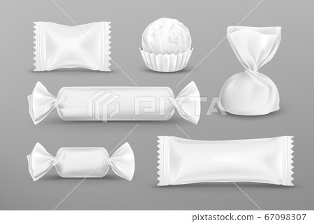 Realistic white polyethylene package for candies-插圖素材 [67098307] - PIXTA圖庫