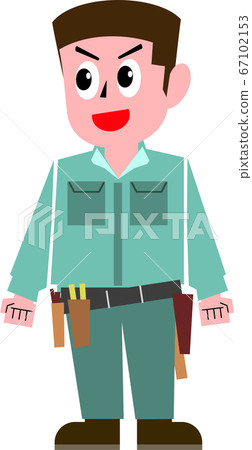 Standing picture of a smiling worker - Stock Illustration [67102153 ...