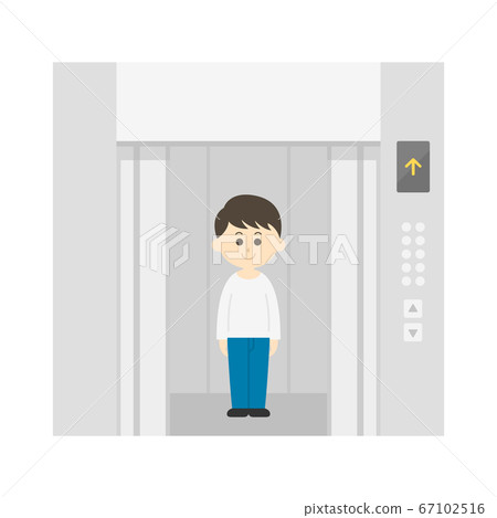 Illustration of a man riding an elevator - Stock Illustration [67102516 ...