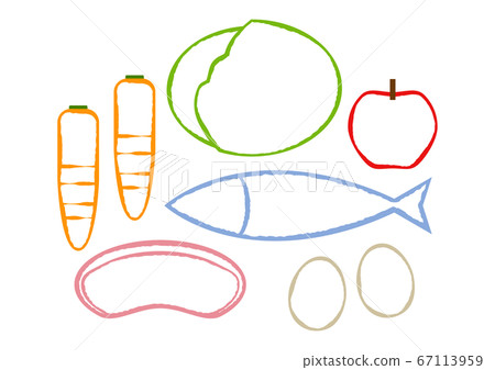 Vector fresh food illustration set line drawing - Stock Illustration ...