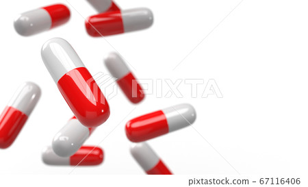 The red white capsule 3d rendering for medical... - Stock Illustration ...