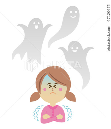 Illustration image of a child scared of ghosts - Stock Illustration ...
