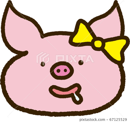 Face icon of a piglet drooling - Stock Illustration [67125529] - PIXTA