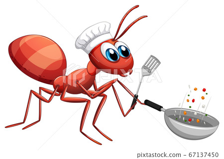 Ant cooking on white background - Stock Illustration [67137450] - PIXTA