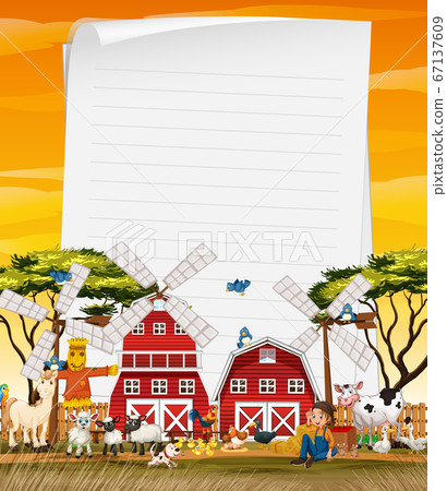 Blank paper in organic farm with animal farm set - Stock Illustration ...