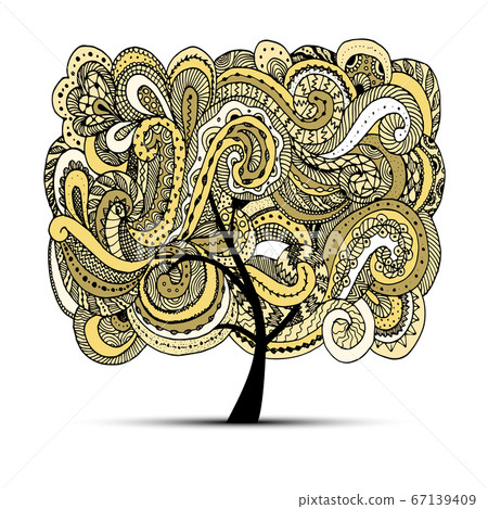 Abstract wavy tree for your design - Stock Illustration [67139409] - PIXTA