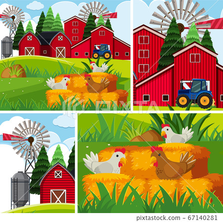Simple farm background set - Stock Illustration [67140281] - PIXTA
