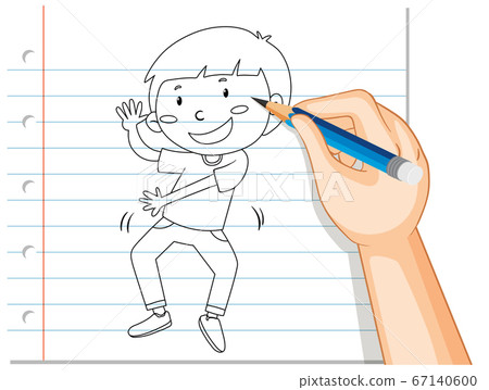 Hand writing of boy dancing outline - Stock Illustration [67140600] - PIXTA