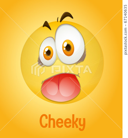 Cheeky face emoji with its description on yellow - Stock Illustration ...