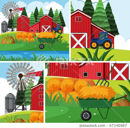 Simple farm background set - Stock Illustration [67140987] - PIXTA