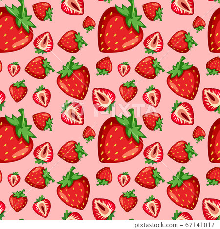 Strawberry seamless pattern on pink background - Stock Illustration ...