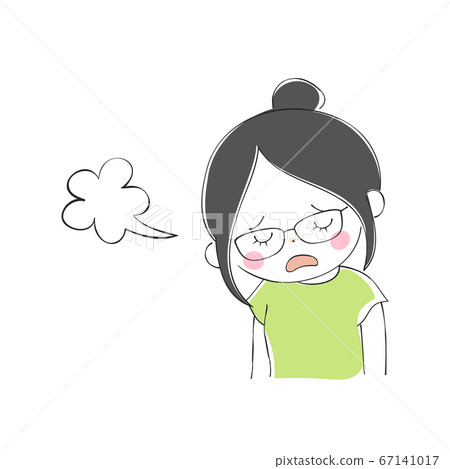 Sighing variations on young woman's facial... - Stock Illustration ...