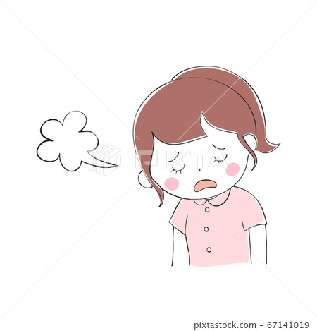 Sighing variations on young woman's facial... - Stock Illustration ...
