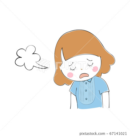 Sighing variations on young woman's facial... - Stock Illustration ...