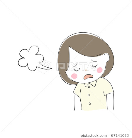 Sighing variations on young woman's facial... - Stock Illustration ...