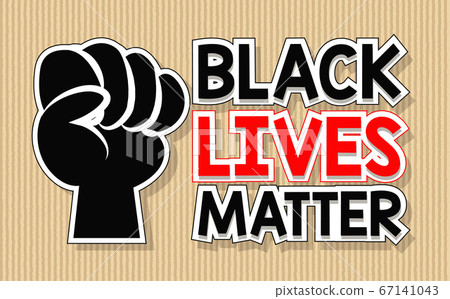 Raised up hand with black lives matter font - Stock Illustration ...