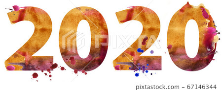 Watercolor illustration new year two thousand and - Stock Illustration ...