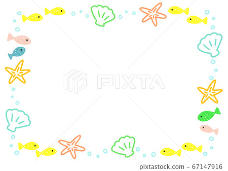 Sea creatures cute frame - Stock Illustration [67147916] - PIXTA