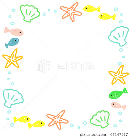 Sea creatures cute frame - Stock Illustration [67147917] - PIXTA