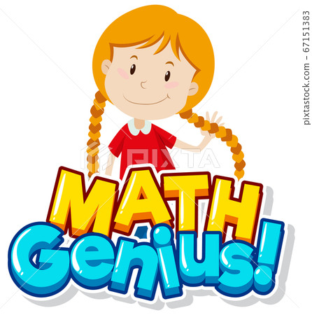 Font design for word math genius with happy girl - Stock Illustration ...