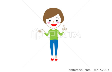 A woman explaining with her finger up - Stock Illustration [67152093 ...