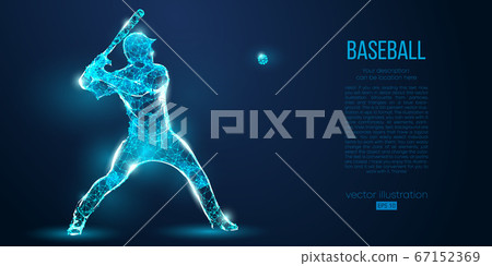 Abstract baseball player from particles on blue... - Stock Illustration ...