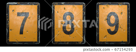 Set of numbers 7, 8, 9 made of public road sign... - Stock Illustration ...