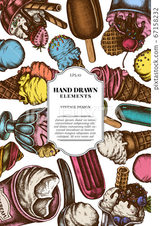 Card design with colored ice cream elements - Stock Illustration ...