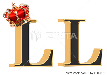 Letters L with gold crown and without - Stock Illustration [67160443 ...