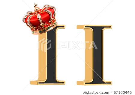 Letters I with gold crown and without - Stock Illustration [67160446 ...